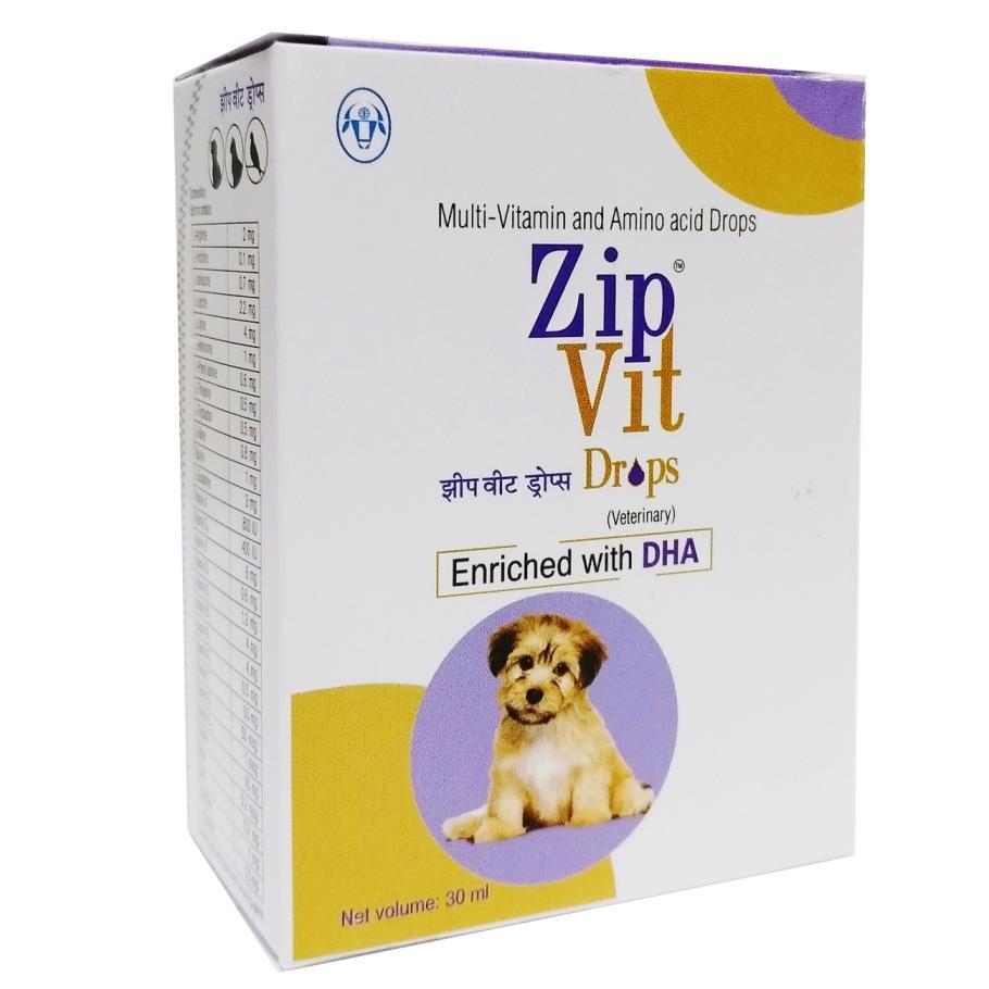 Buy Intas Zip Vit Multivitamin & Amino Acid Drop with DHA 30 ml — CITY PET